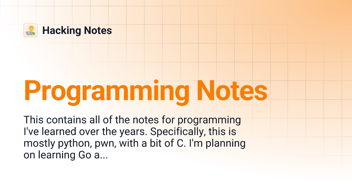 Programming Notes | Hacking Notes